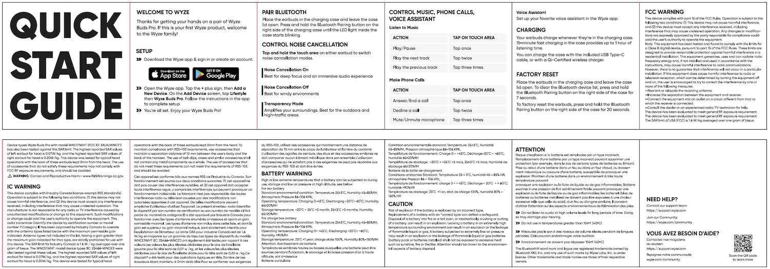 Wyze Buds Pro Quick Start Guide – Wyze