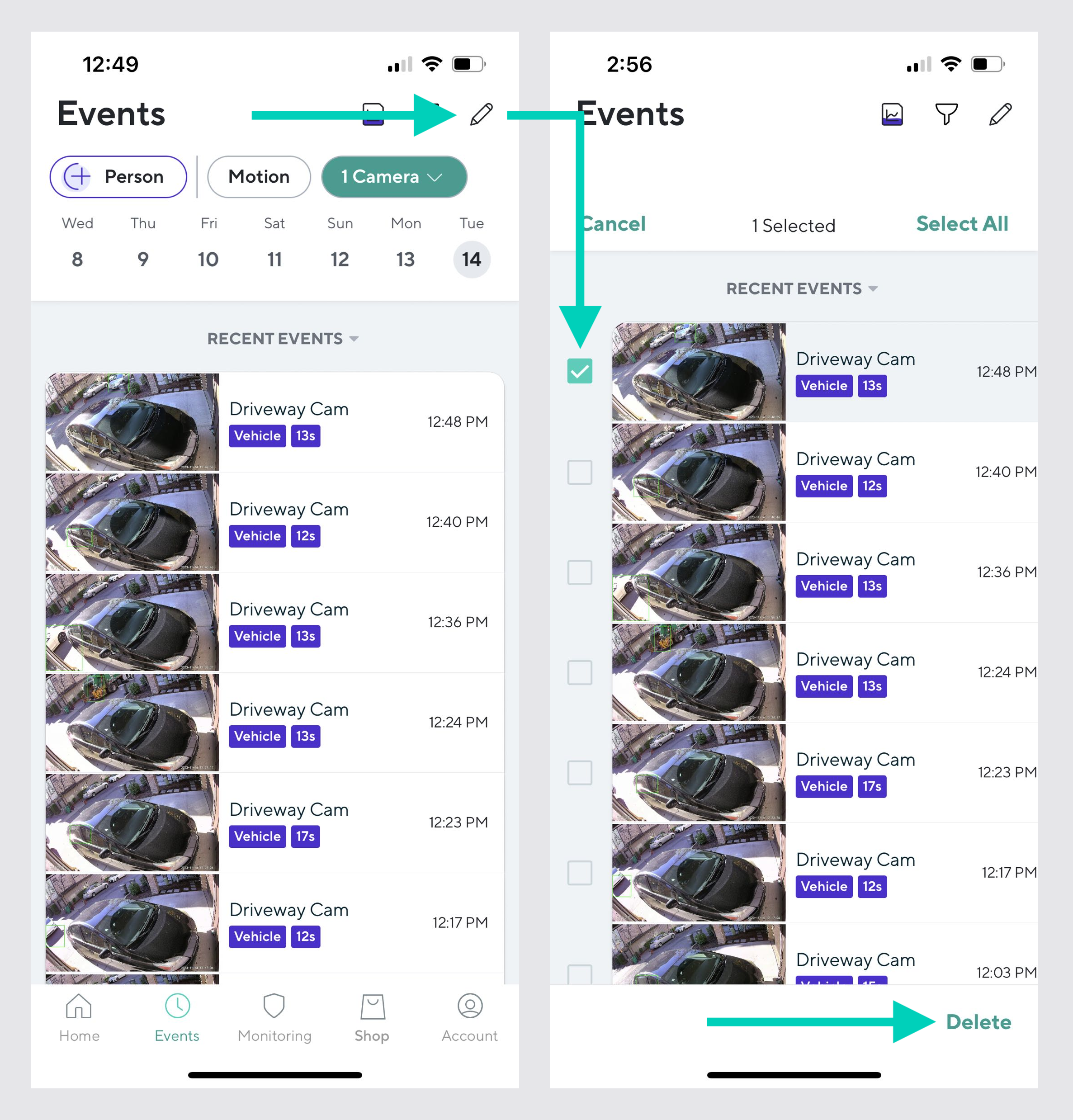 Navigating the Events tab – Wyze